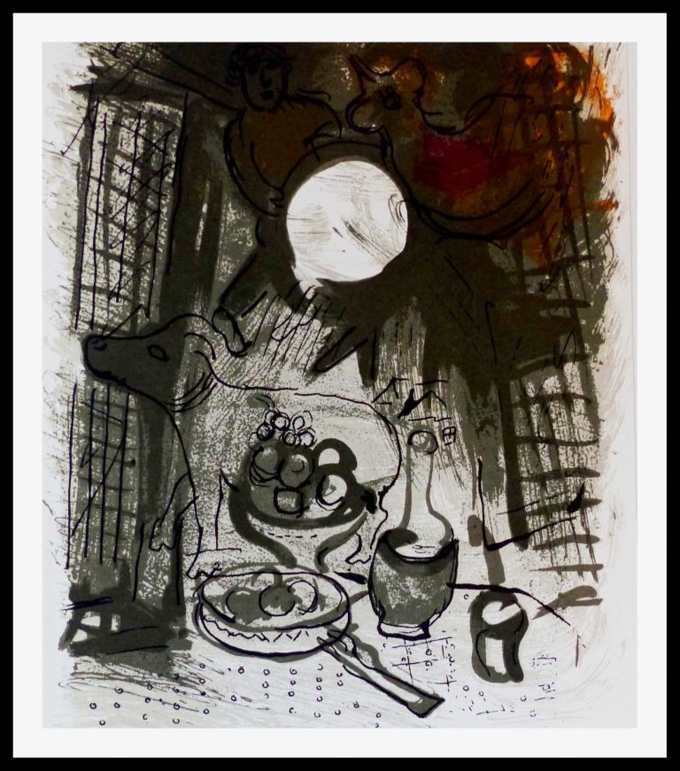 Marc CHAGALL : Brown still-life, original lithography 1957 - GALERIE 41
