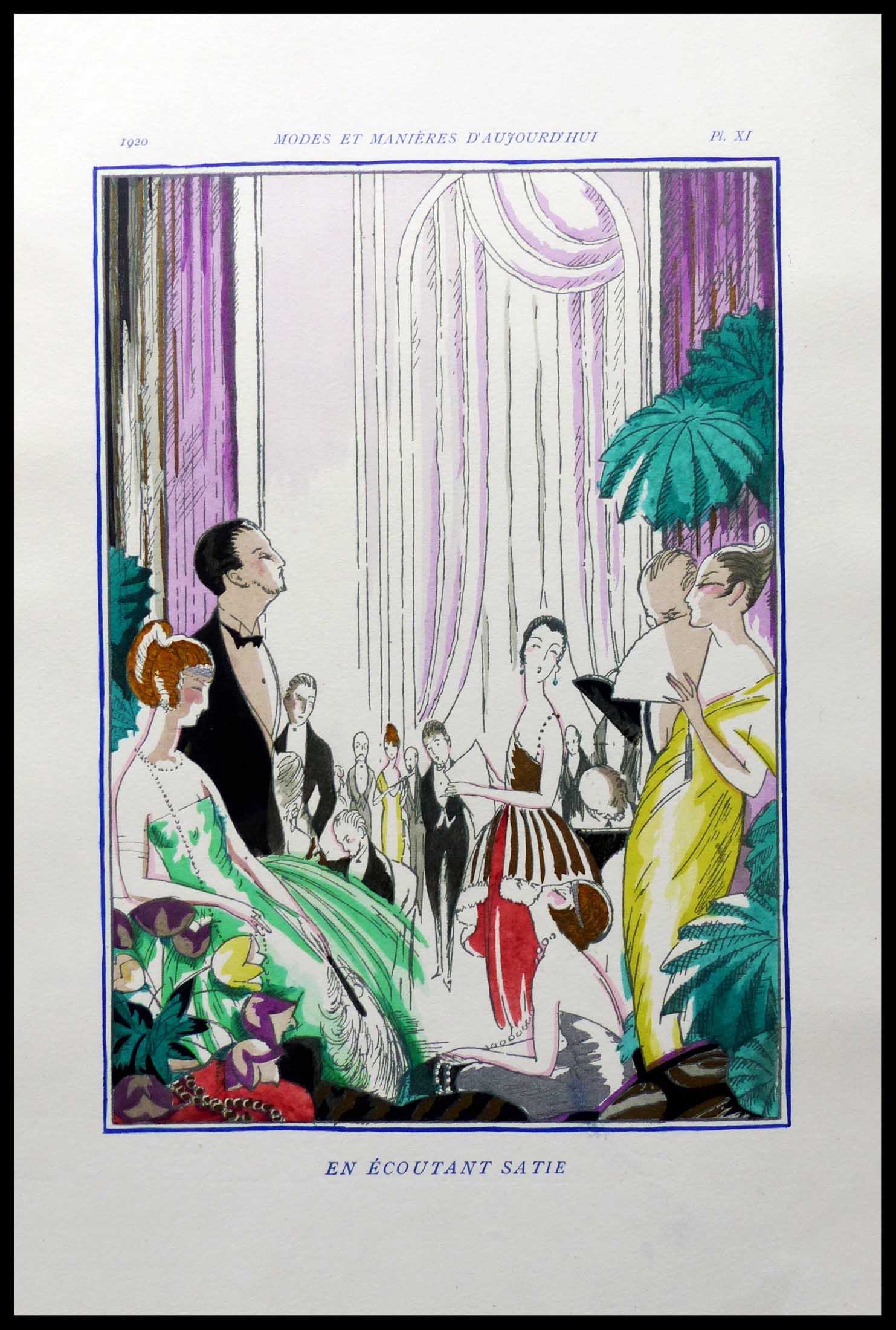 Robert Bonfils - Original lithography pochoir - Art Deco - En écoutant ...