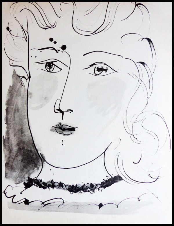 Pablo PICASSA - Visage de jeune fille de face - monochrome plate ...