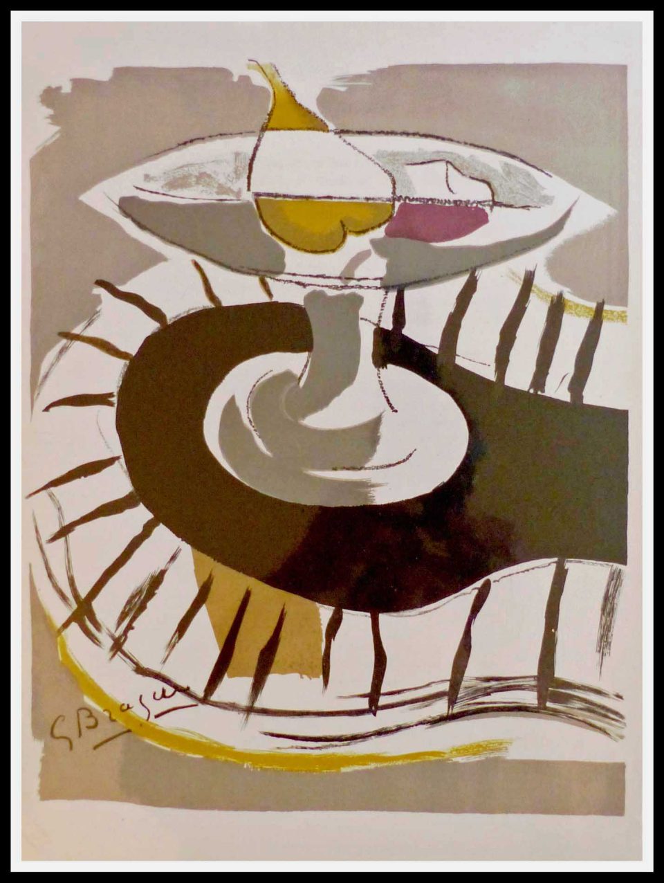 Georges BRAQUE : Composition, the newspaper, lithography DLM 1963 ...