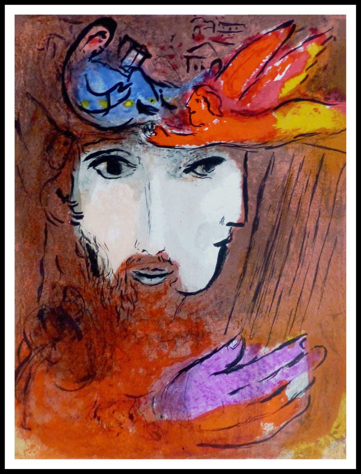 Marc CHAGALL - David and Bethsabée, 1956, The Bible, original ...